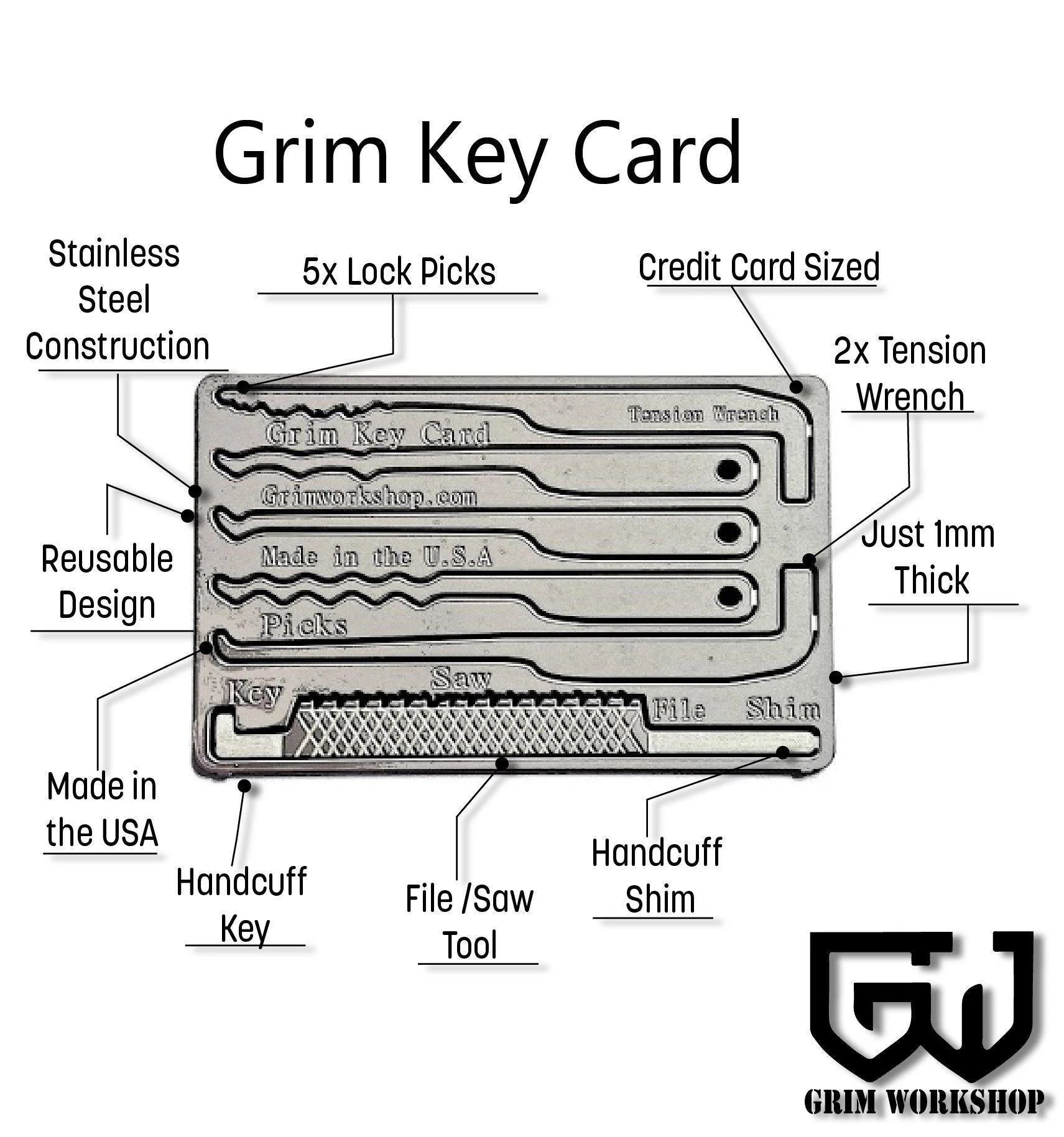 Grim Key Card : Credit Card Lock Pick Set and Escape Kit – Fowlers ...